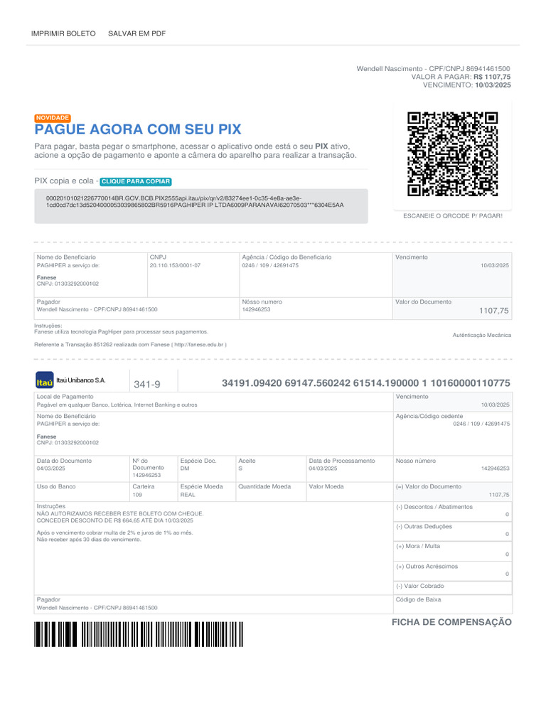 Imprimir Boleto e Pagar com PIX | PDF | Bancos | Pagamentos
