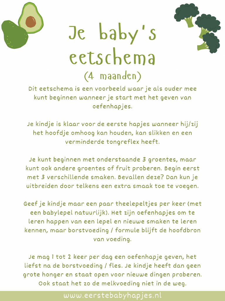 Eetschema 4 maand baby | PDF