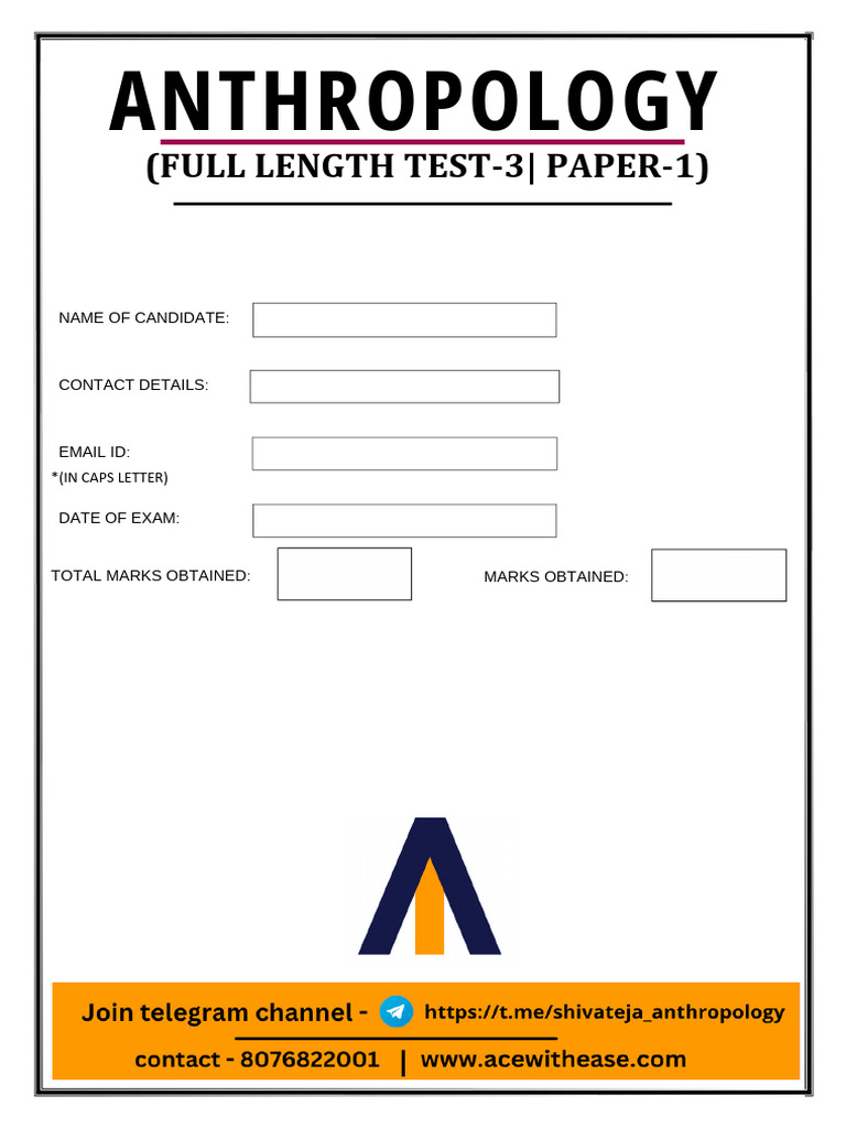 Anthropology Mains Test Series 2024 | PDF | Anthropology | Biology