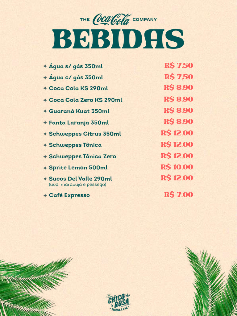 CHICO-ROSA-CARDAPIO-BEBIDAS-13-09-23 (1) | PDF | Bebidas destiladas | Bebidas alcoólicas