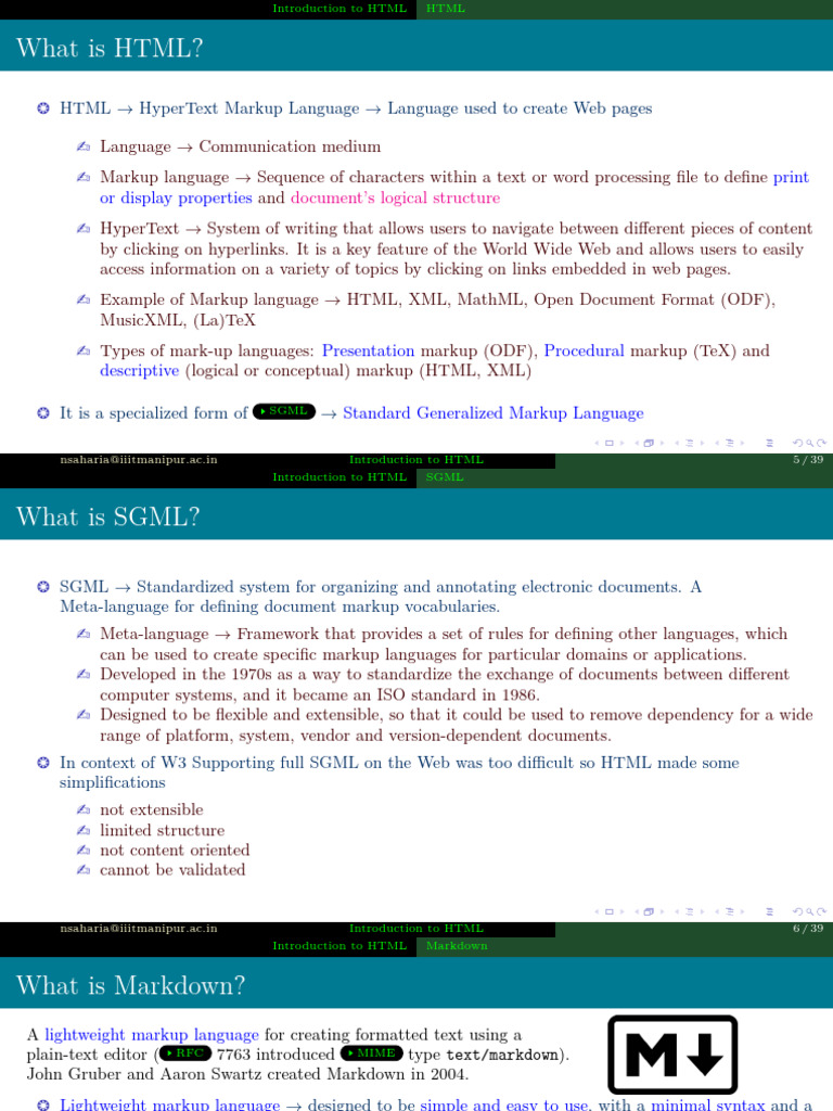 wk-01-HTML-Part-I | PDF | Html | Markup Language