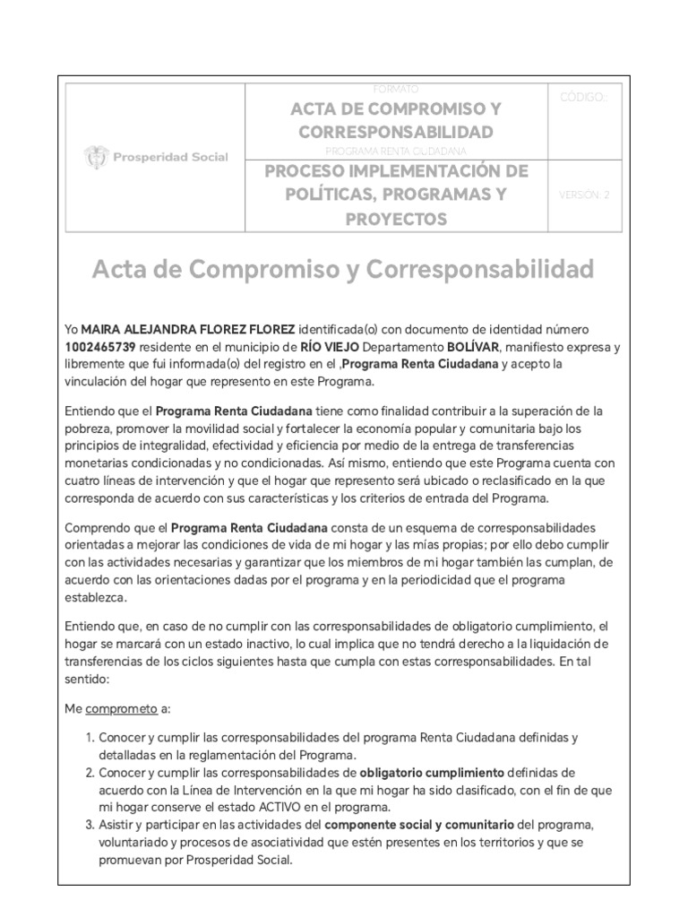 Acta de Compromiso | PDF