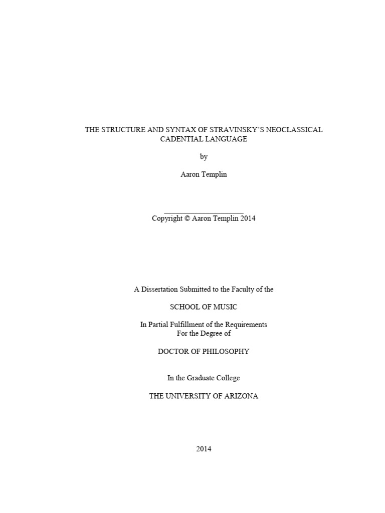 The Structure and Syntax of Stravinsky's Neoclassical Cadential ...