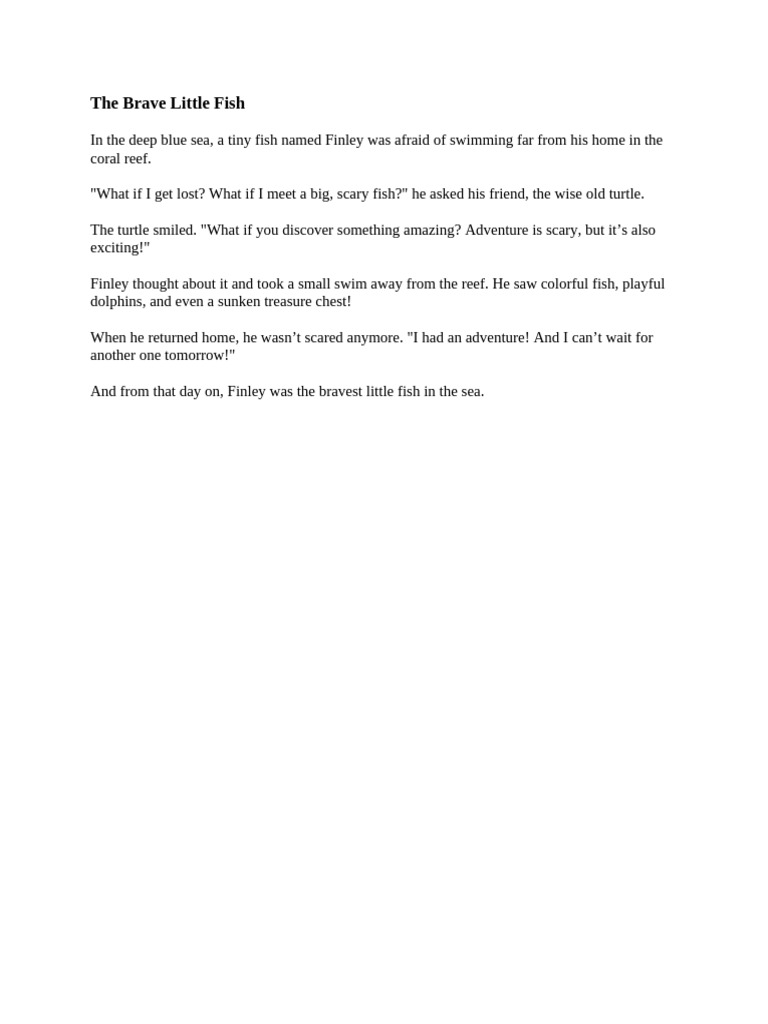 Finley's Brave Adventure in the Sea | PDF