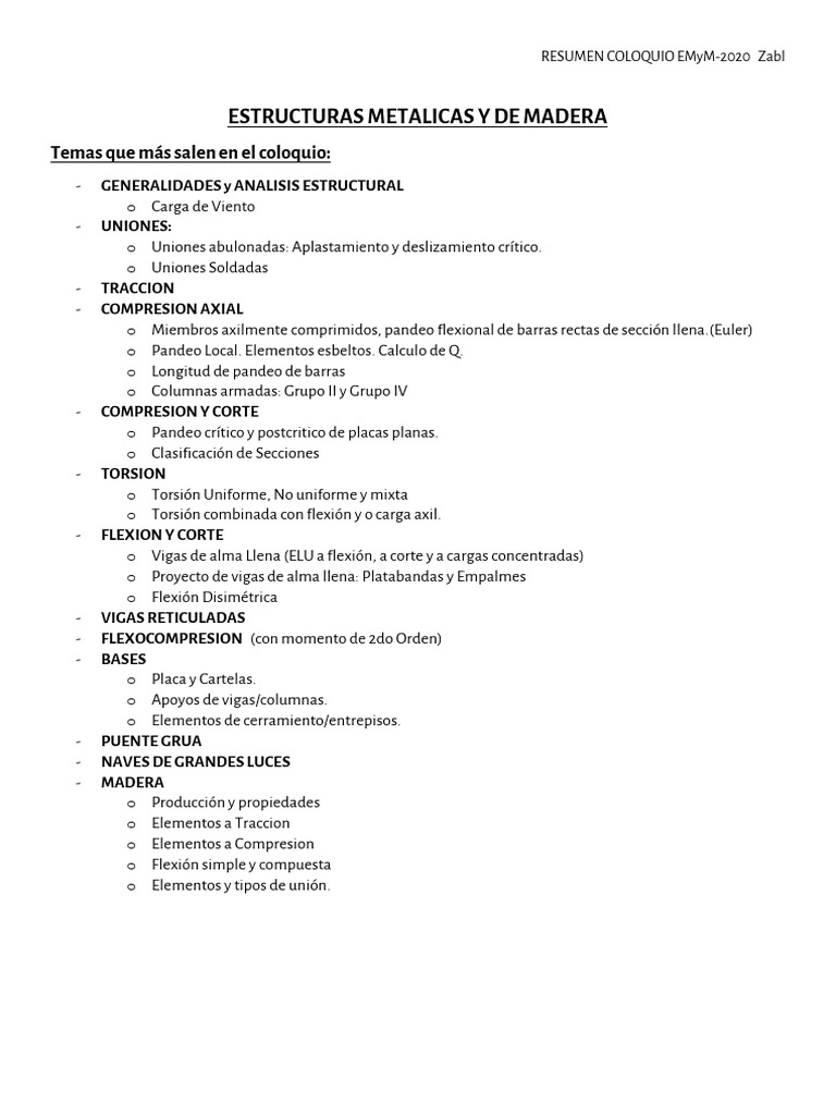 Resumen Coloquio Metalica | PDF | Resistencia de materiales | Acero