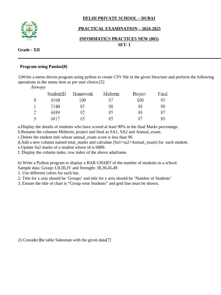 IP - PRACTICAL EXAM - Revision | PDF | Sql | Data Management Software