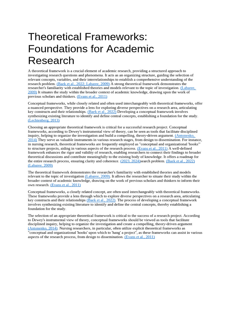 Theoretical Frameworks Foundations For Academic Research | PDF | Theory | Knowledge