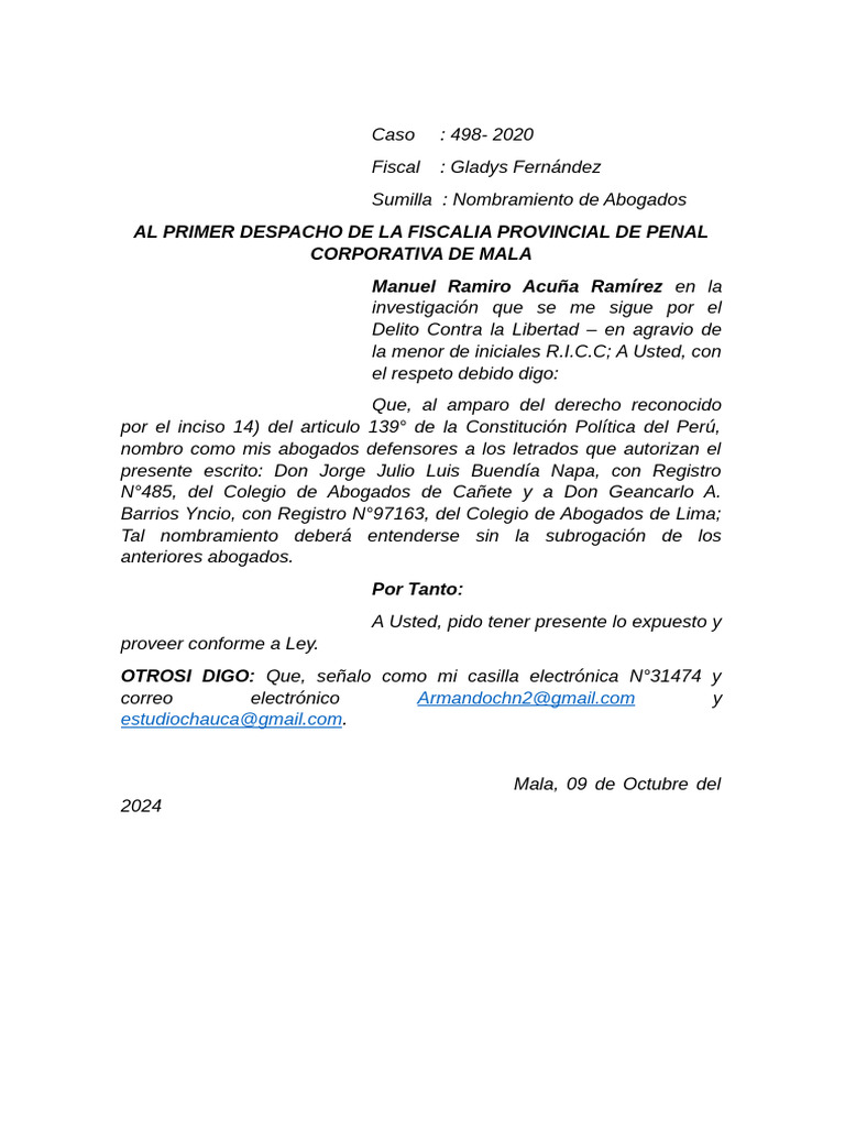 Caso Manuel Ramiro Acuña Ramirez 9 OCT | PDF