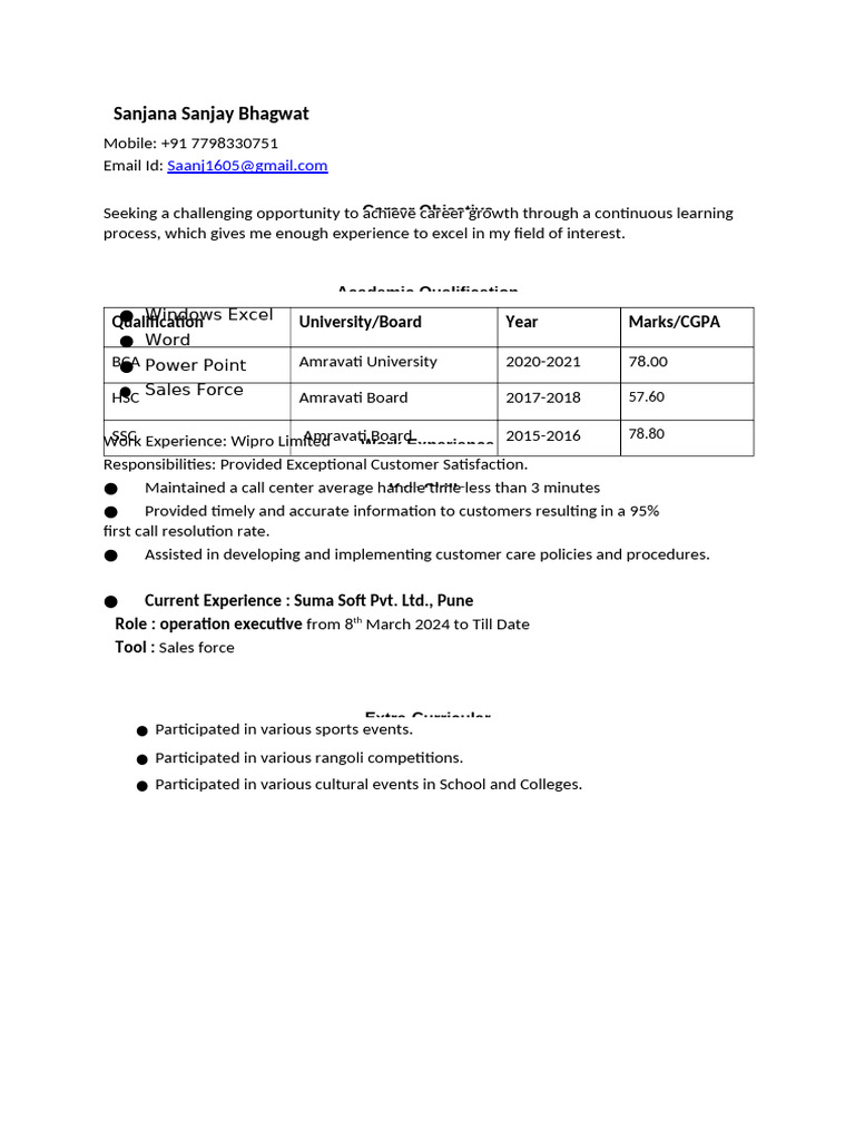Sanjana Bhagwat Resume Final24 | PDF