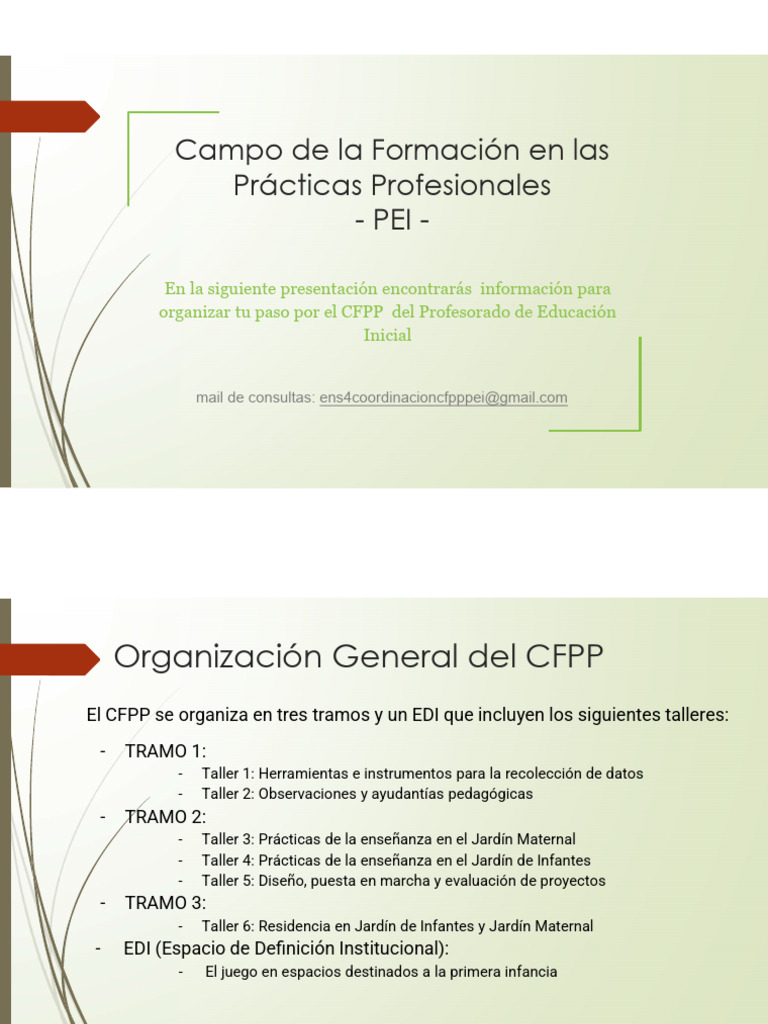 Talleres Del CFPP PEI - Tramos y Especificaciones | PDF | Educación de ...