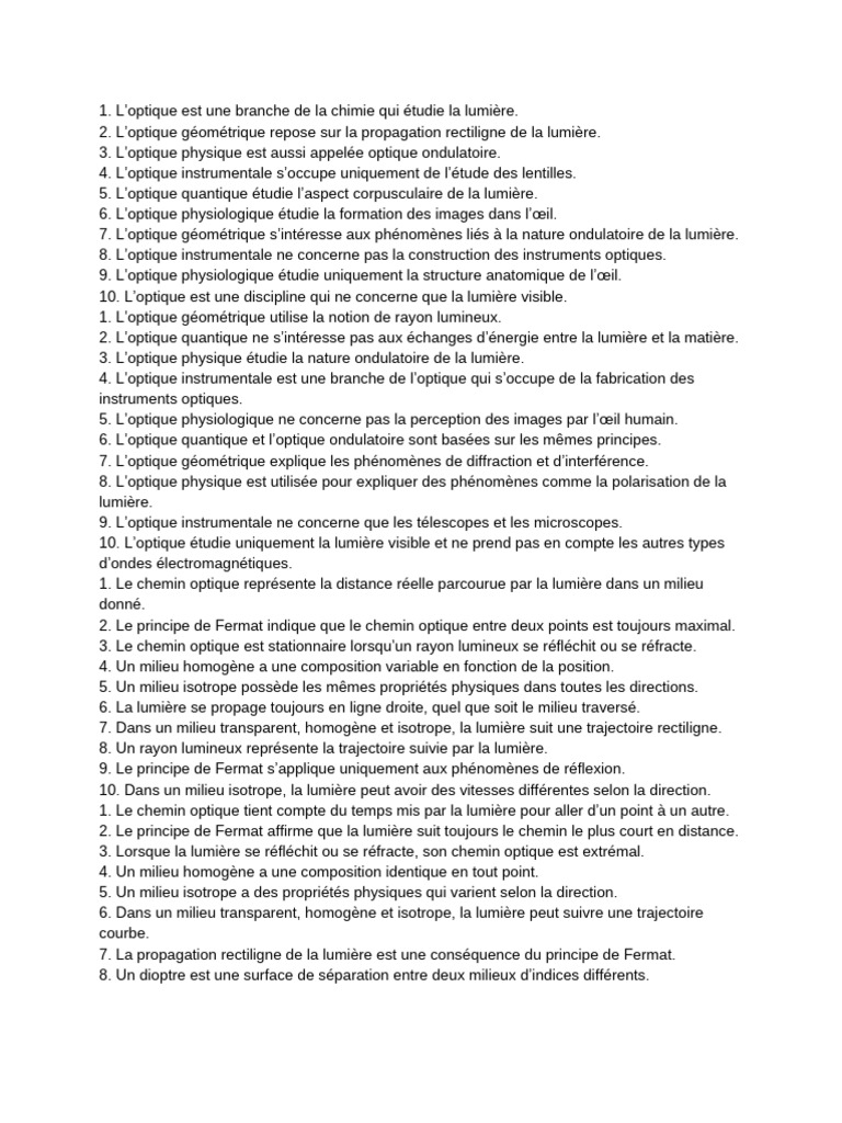 Types et principes de l'optique | PDF | Réfraction | Optique