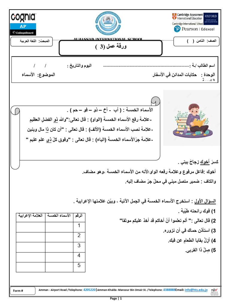 الاسماء الخمسة Pdf