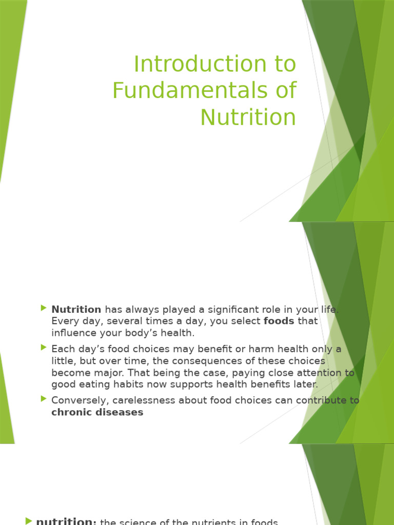 Introduction To Fundamentals of Nutrition | PDF | Food Energy | Nutrients