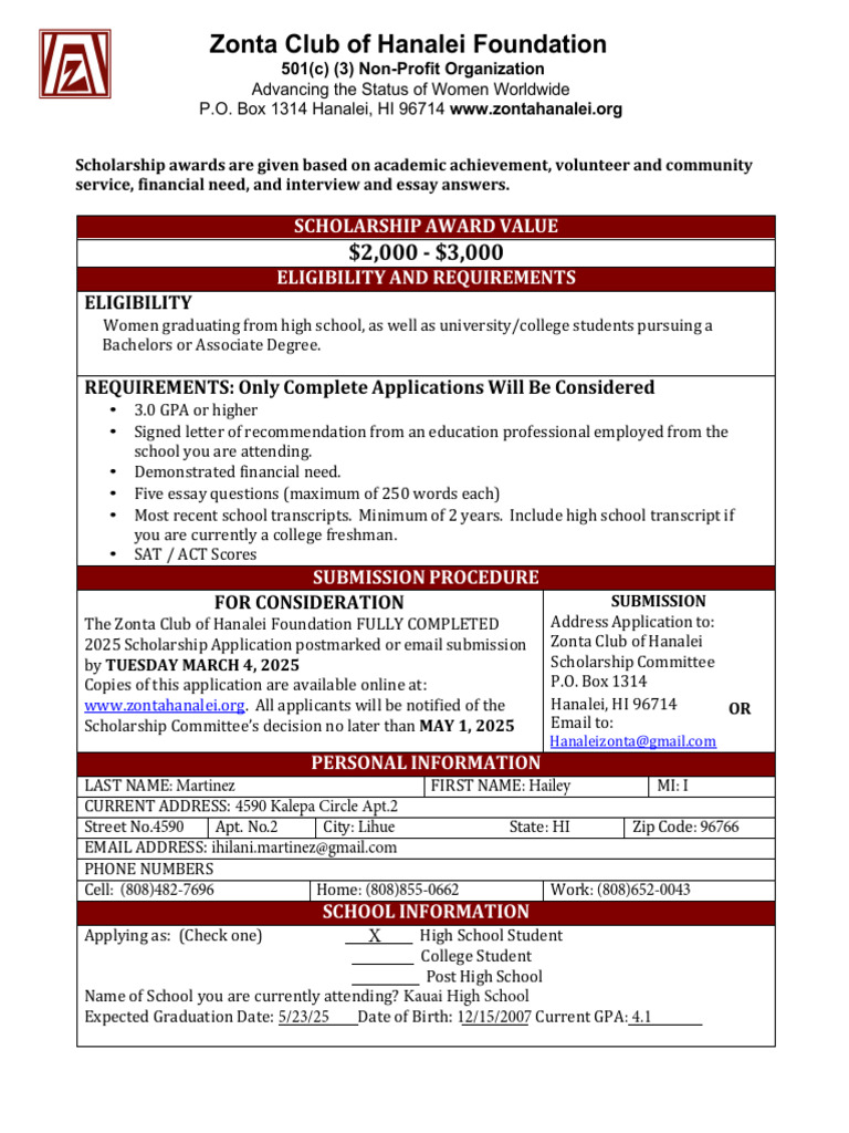 Hailey.martinez.zapplication | PDF | Student Financial Aid In The ...