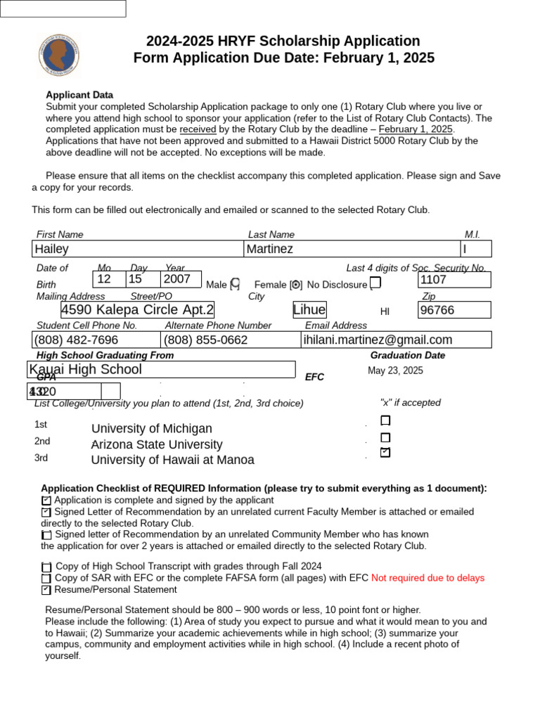 HYRF Application Hailey Martinez | PDF | Leadership
