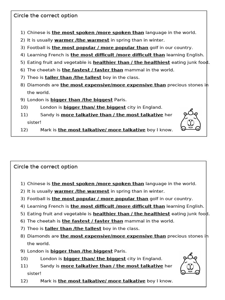 Circle the correct option | PDF