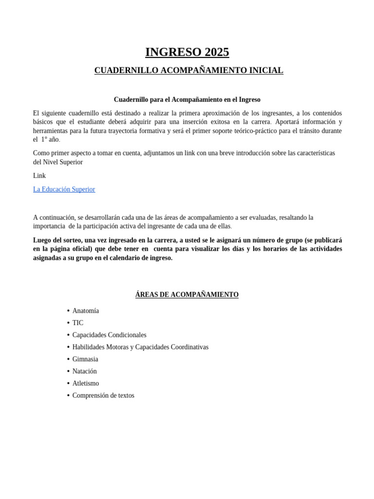 Cuadernillo Ingreso 2025 | PDF | Nadando | Escalera