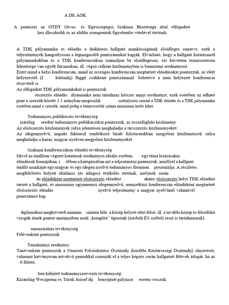 TDK Pontrendszer 2018 Alapelvek | PDF