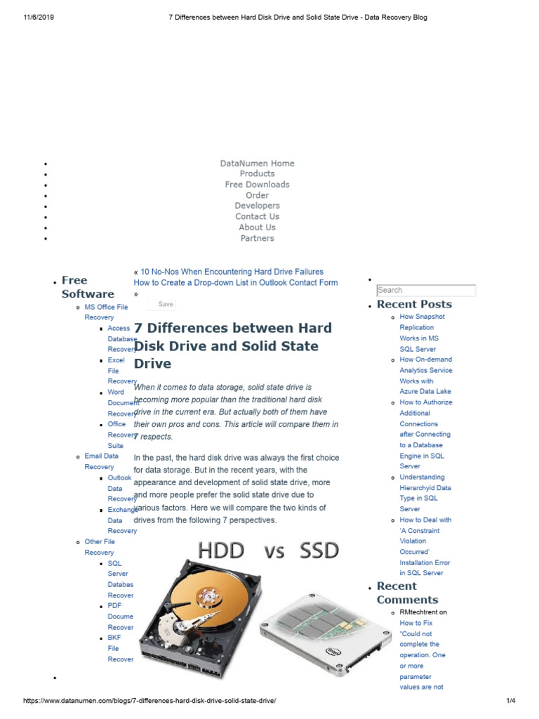 7 Differences Between Hard Disk Drive and Solid State Drive - Data Recovery Blog | PDF | Solid ...