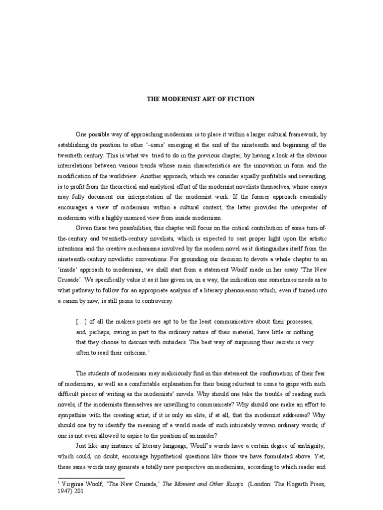 THE MODERNIST ART OF FICTION EXAMINED | PDF | Novelists | Modernism
