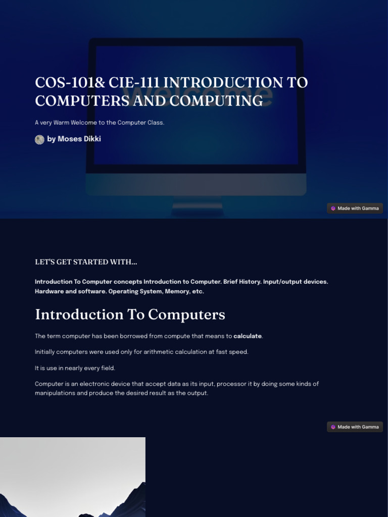 COS 101and CIE 111 INTRODUCTION TO COMPUTERS AND COMPUTING | PDF | Integrated Circuit | Central ...