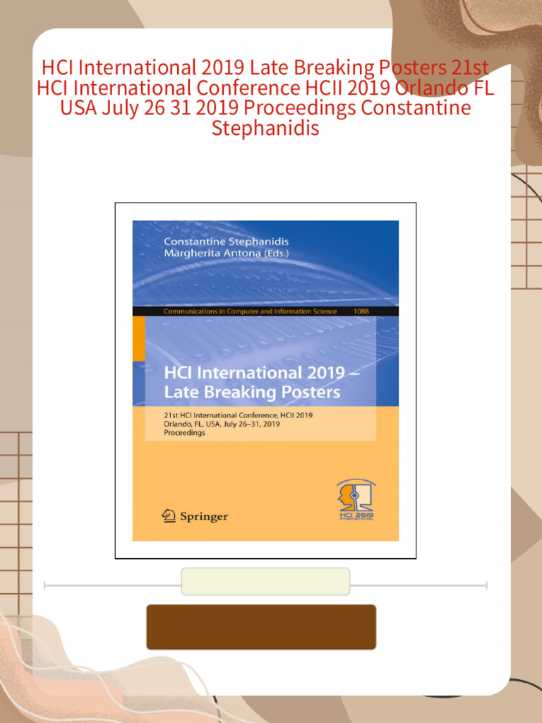 HCI International 2019 Late Breaking Posters 21st HCI International Conference HCII 2019 Orlando ...