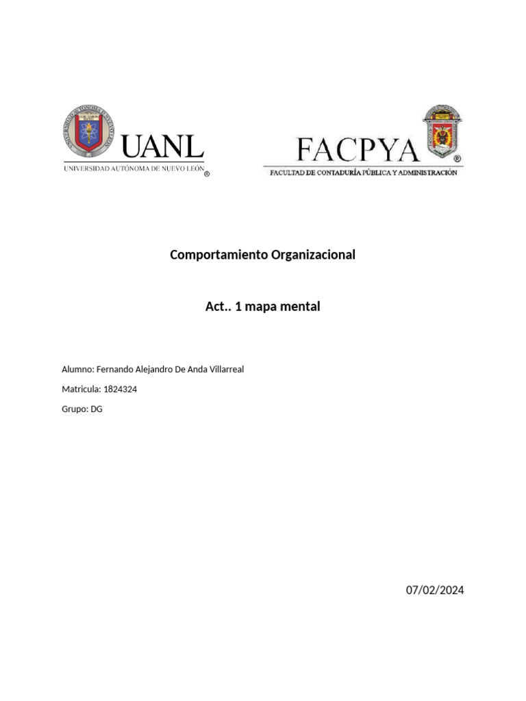 Act. 1 Mapa Conceptual - Comportamiento Organizacional | PDF | Comportamiento organizacional ...