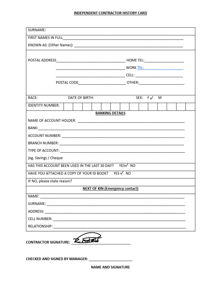 Ic Contractor History Card | PDF | Government And Personhood ...