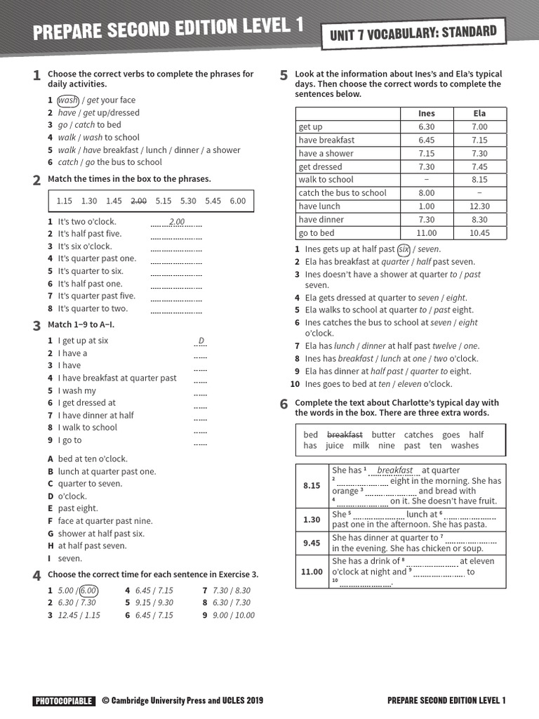 Unit 7 Vocabulary Activities Guide | PDF | Syntax | Grammar