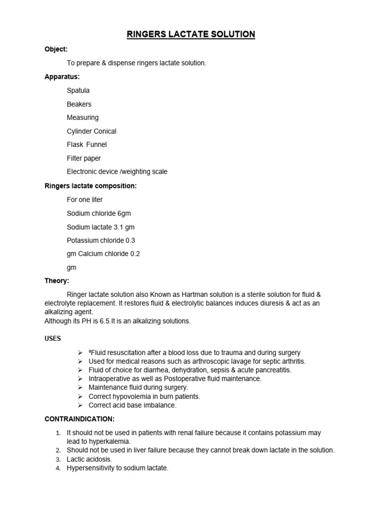 RL Solution DR Ali | PDF | Lactic Acid | Medical Specialties