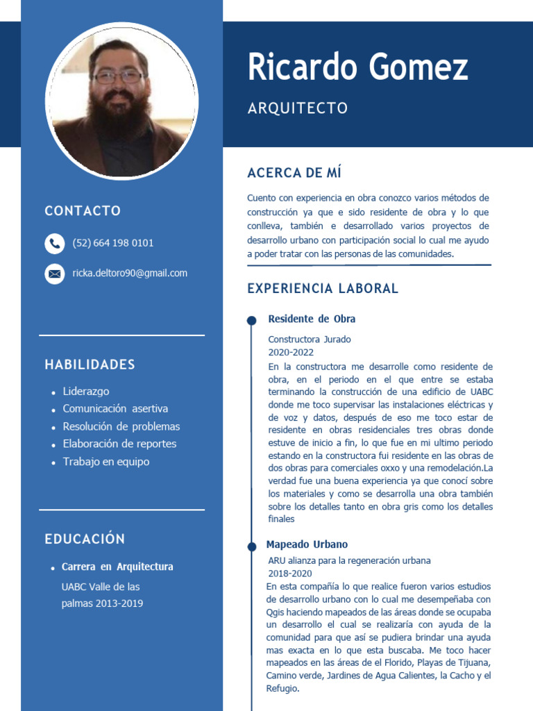 Currículum Vitae CV de Ricardo Gomez Del Toro | PDF | Bienes raíces