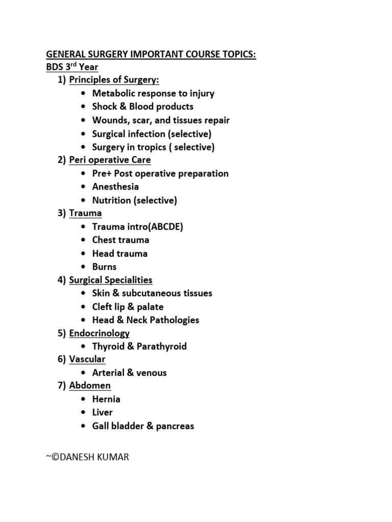00000160-Surgery Course Topics | PDF