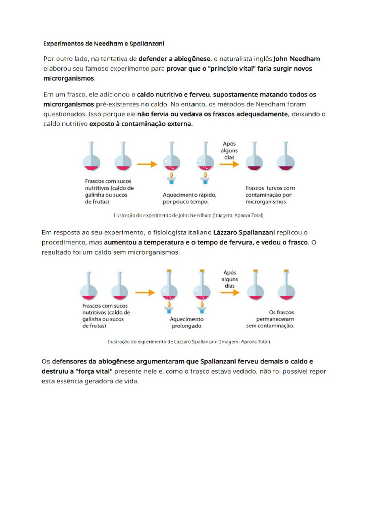 experimentos biogenese x abiogenese | PDF