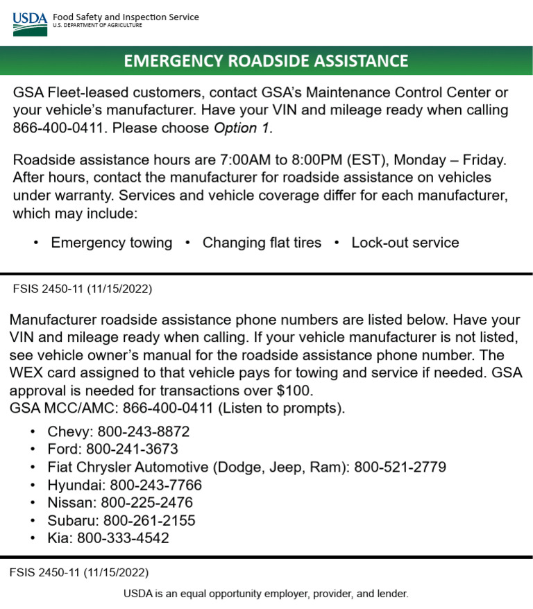 GSA Roadside Assistance Guide | PDF