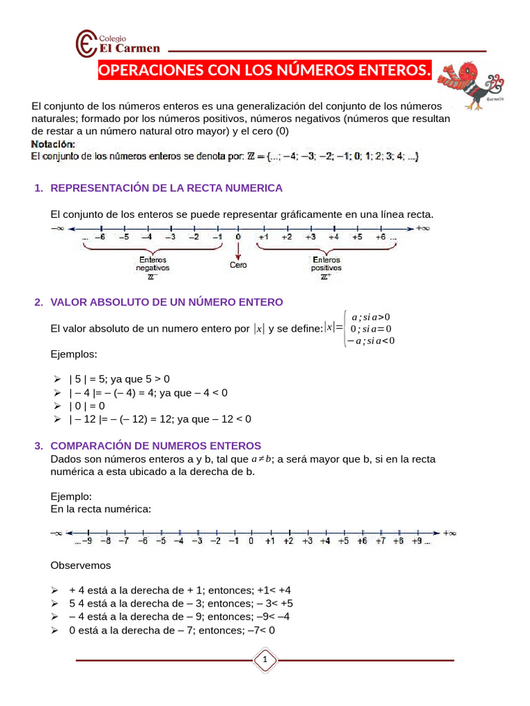 2 Operaciones Con Los Numeros Enteros. | PDF | Entero | Matemática ...