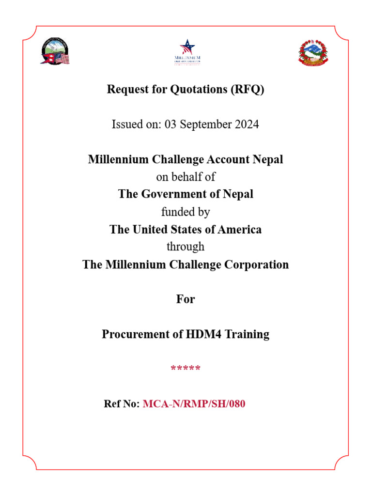 240903_RFQ_Procurement-of-HDM4-Training | PDF | Insurance | Taxes