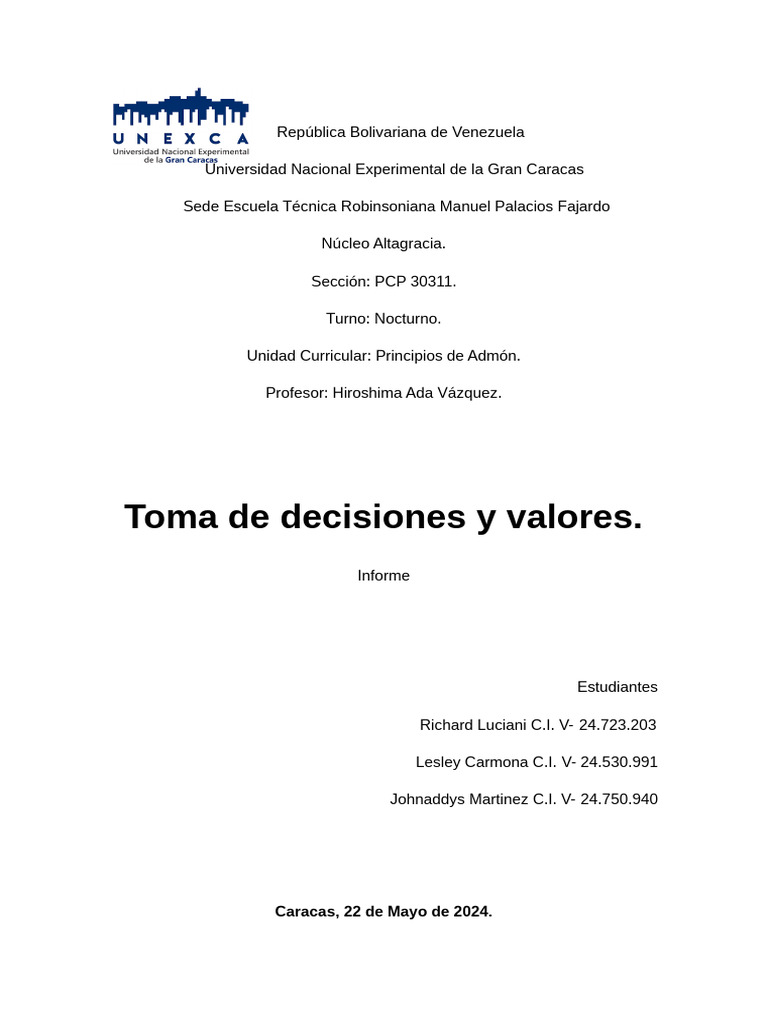 Toma de Decisiones | PDF | Toma de decisiones | Economias