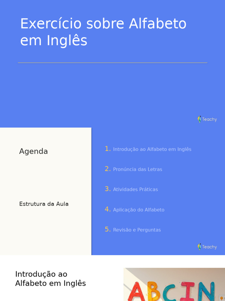 Slide Exerc Cio Sobre Alfabeto em Ingl S | PDF | Alfabeto | Aprendizado