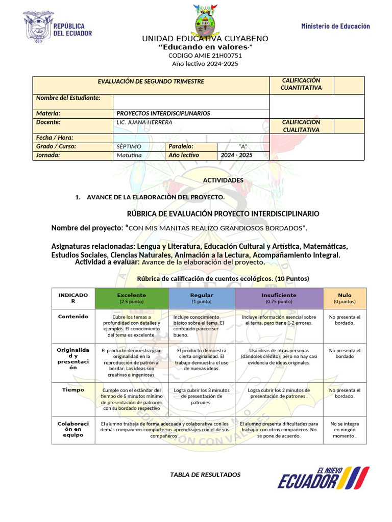 EVA 2do TRI 7mo A 24 25 Proyectos 1 | PDF | Comunicación | Aprendizaje