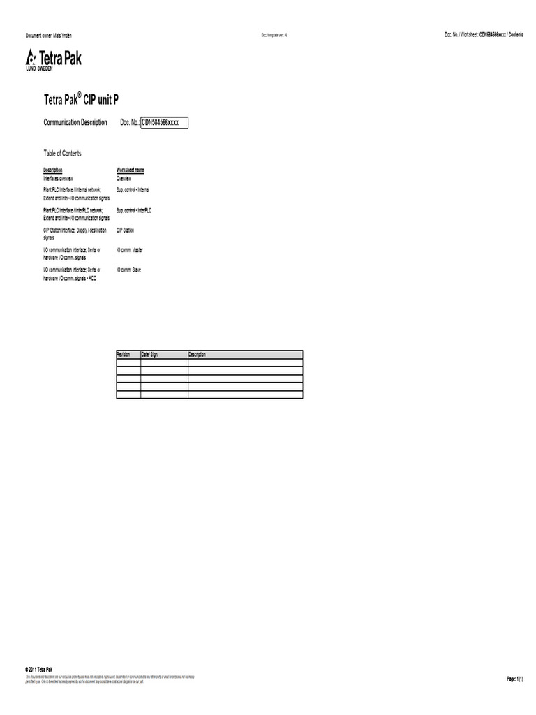 Tetra Pak CIP Unit P Communication Overview | PDF | Programmable Logic ...