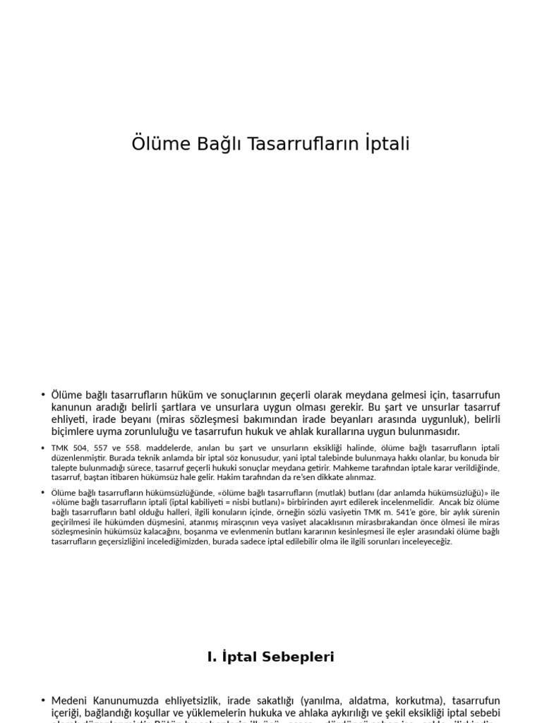 Ölüme Bağlı Tasarrufların İptali | PDF