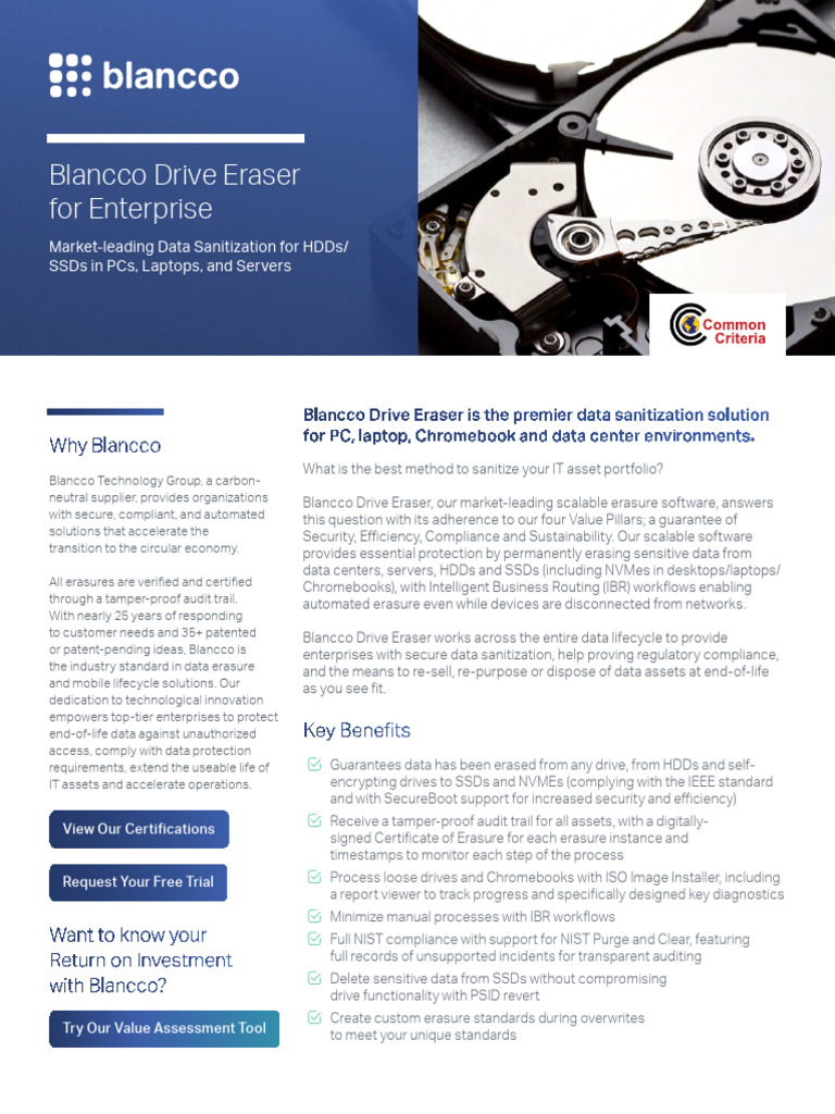Blancco Drive Eraser: Secure Data Sanitization | PDF | Bios | Solid ...