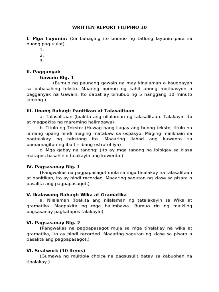 WRITTEN-REPORT-FILIPINO-10 | PDF