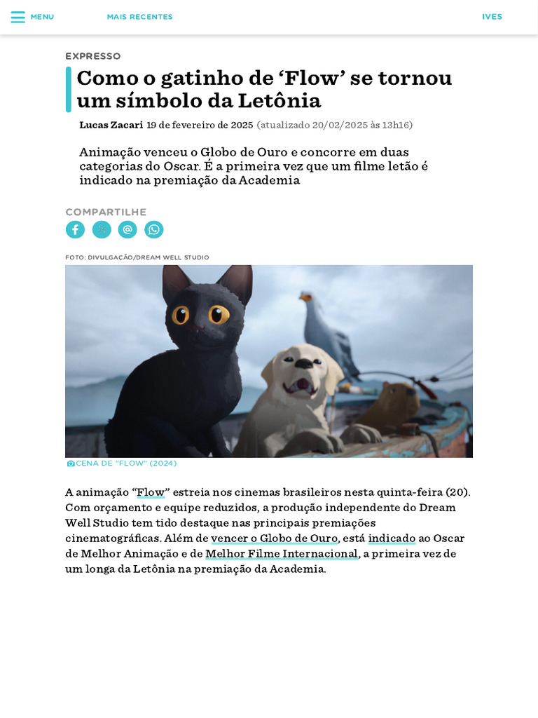 Como o gatinho de ‘Flow’ se tornou um símbolo da Letônia - Nexo Jornal ...