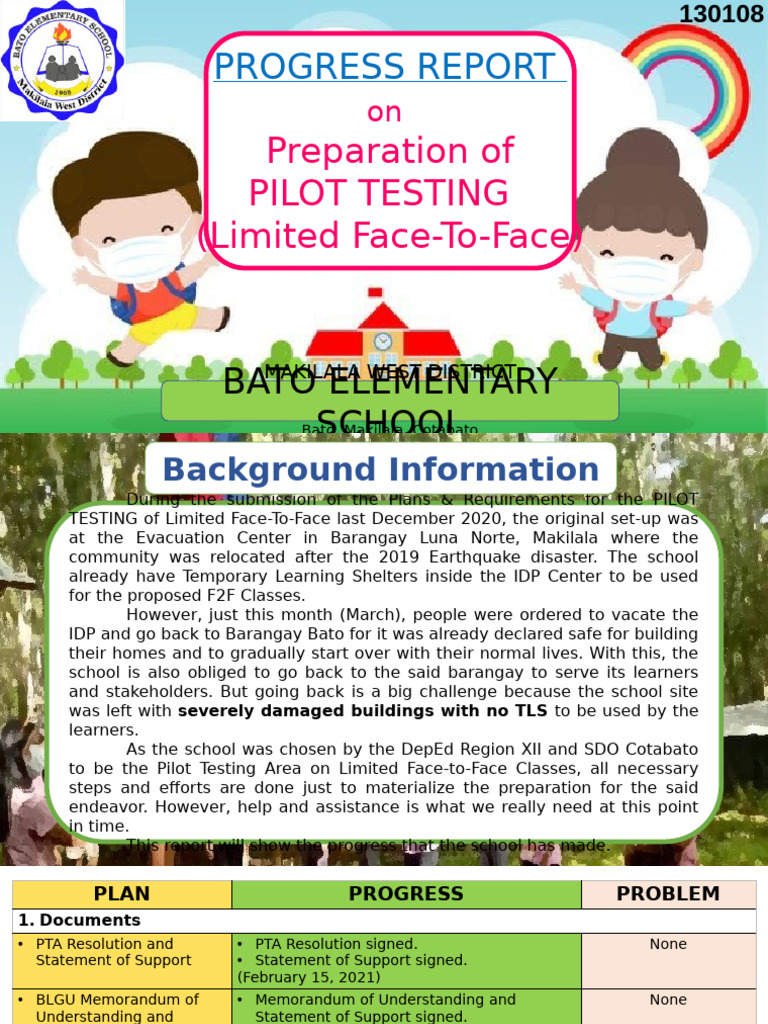 BATO ES Progress Report On F2F Preparation | PDF