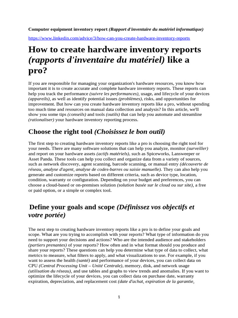 Pro Guide to Hardware Inventory Reports | PDF | Computer Hardware ...