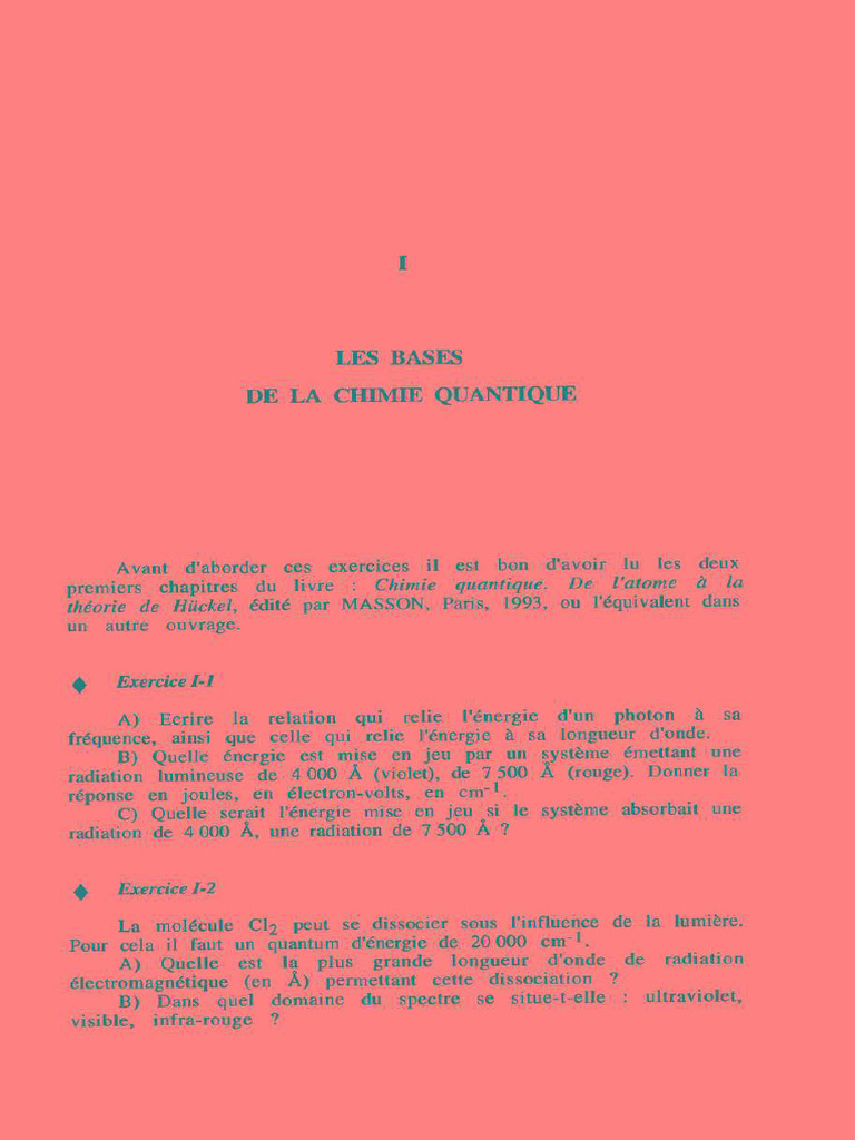 Exercices de Chimie Quantique - p007-036 | PDF