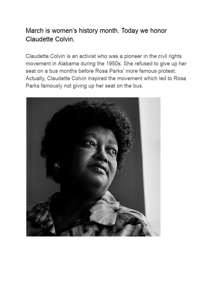 Honoring Claudette Colvin's Legacy | PDF