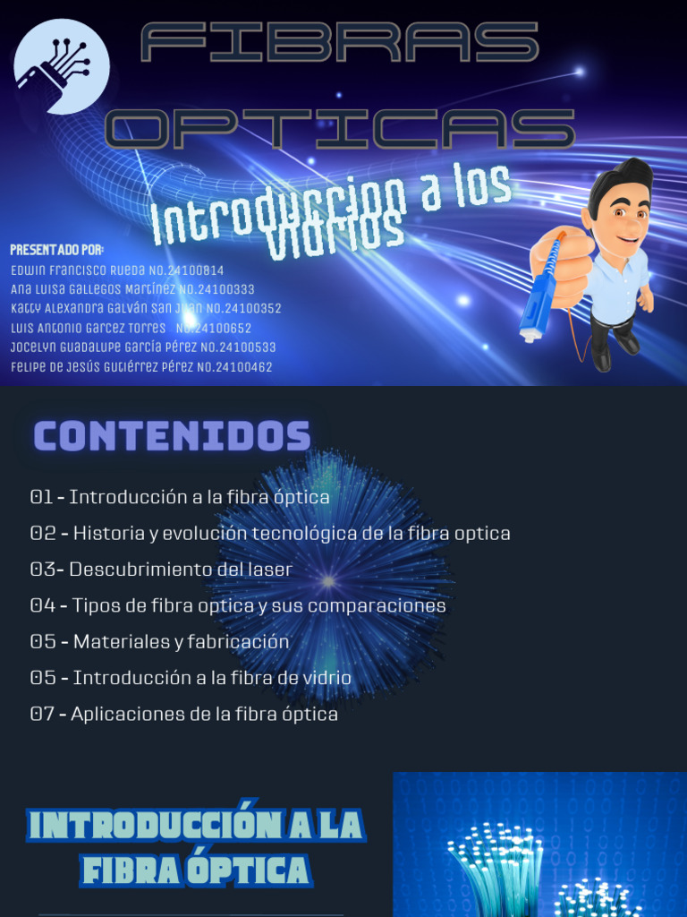 Fibras opticas y vidrios presentacion | PDF | Fibra óptica | Óptica