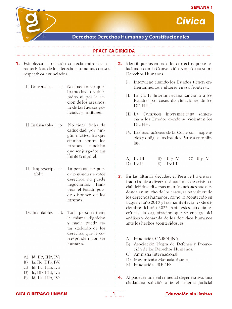 Repaso SM - Cívica - Libro Enero 2025 | PDF